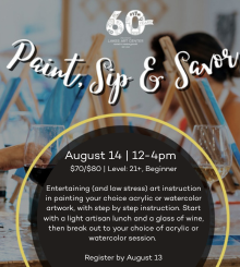 Paint, Sip & Savor With Kris Walker & Kathy McGill | August 14 | Pearson Lakes Art Center
